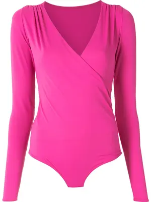 AMIR SLAMA Draped Bodysuit - Pink