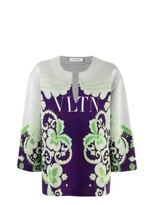 Valentino Garavani VLTN Floral-Print Sweatshirt Purple