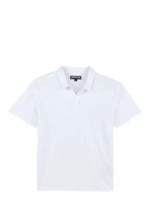 Vilebrequin Pyramid Linen Polo Shirt White