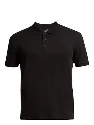 Vince Classic Slub Cotton Polo Shirt Black