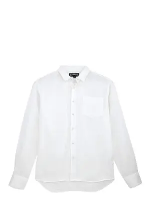 Vilebrequin Caroubis Linen Pocket Sport Shirt White
