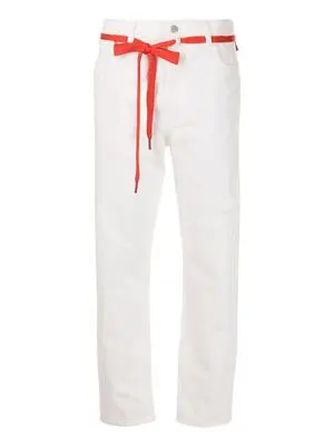 Denimist Harper Distressed Tapered Jeans - White