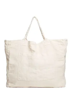 ONCE MILANO Once Milano Linen Weekend Tote Neutrals