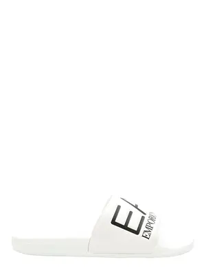 Emporio Armani Logo-embossed Faux-leather Slides - White