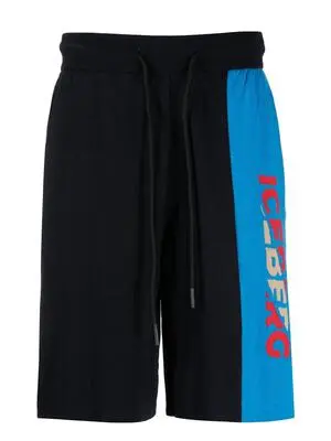 Iceberg Logo Knit Track Shorts - Blue