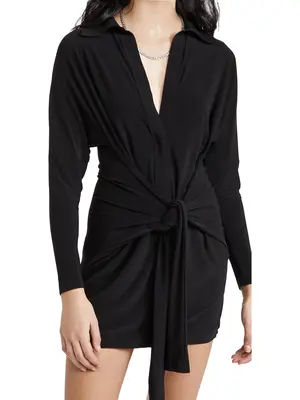 Norma Kamali Mini Tie Front Dress - Black