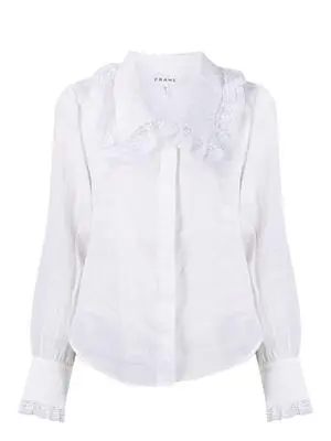 FRAME Lace-detailed Concealed Shirt - White