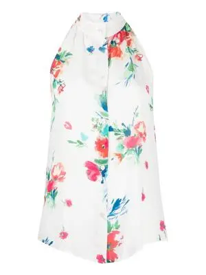 MOSCHINO Floral-Print Halterneck Blouse