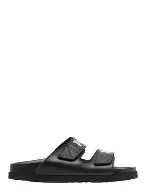 Palm Angels Logo Print Double Strap Sandals Black