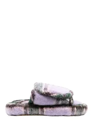 DUOLTD Volume Tartan Wool Slippers - Purple