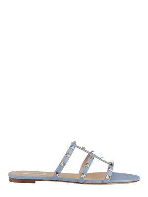 Valentino Garavani Valentino Garavani Rockstud Caged Flat Slide Sandals Purple/blue
