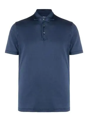 Fedeli Plain Polo Shirt - Blue