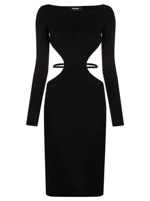 Dsquared2 Long-sleeve Midi Dress With Cut-out Detailing - Black