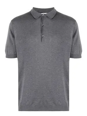 JOHN SMEDLEY Adrian Ribbed-knit Polo Shirt