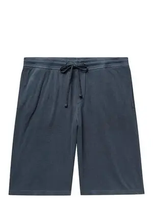 JAMES PERSE Straight-leg Mélange Cotton-jersey Drawstring Shorts - Blue