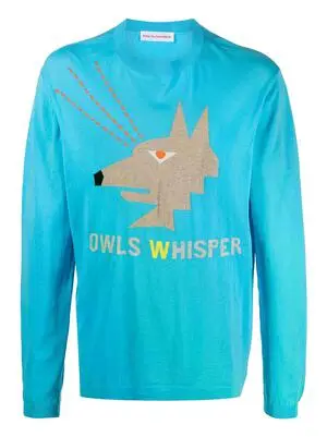 WALTER VAN BEIRENDONCK Owl Knitted Long-sleeved T-shirt - Blue