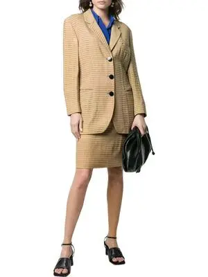 Giorgio Armani 1990s Ribbed Skirt Suit - Neutrals