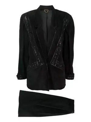 A.N.G.E.L.O. VINTAGE CULT 1980s Single-breasted Skirt Suit - Black