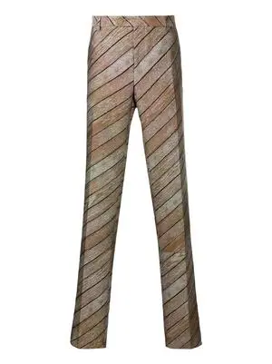 WALTER VAN BEIRENDONCK Diagonal Stripe Trousers - Brown
