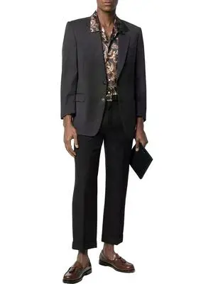 Pierre Cardin 1990s Contrasting Lapel Blazer - Grey