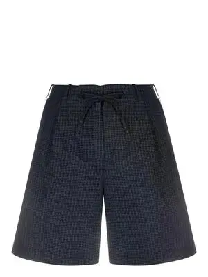 Aspesi Micro-check Drawstring Waist Shorts - Blue