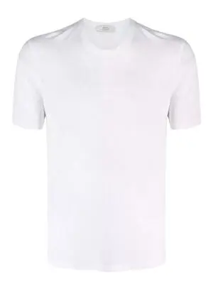 MAURO OTTAVIANI Round-neck Stretch-linen T-shirt - White