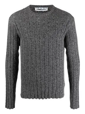 Off-White Ribbed Knit Jumper - Grey