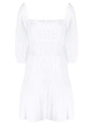 Alberta Ferretti Embroidered Cotton Dress - White