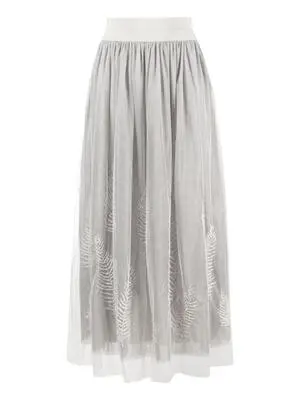 Lorena Antoniazzi Embellished Tulle Midi Skirt - Grey