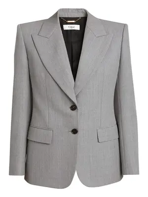 Chloé Chloe Wool Grain De Poudre Blazer Swan Grey