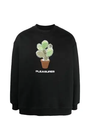 PLEASURES Spike Embroidery Rib-trimmed Sweatshirt - Black