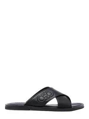 FERRAGAMO Crossover Strap Sandals - Black
