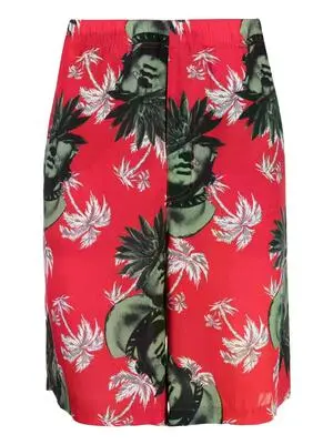 Undercover Graphic-print Bermuda Shorts - Red