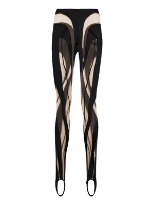 MUGLER Paneled Mesh And Jersey Leggings - Black