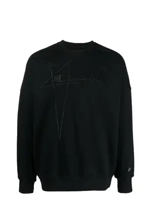 Rick Owens Logo-embroidered Pullover Sweatshirt - Black