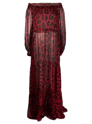 PHILIPP PLEIN Philipp Plein Leopard-Print Off-Shoulder Maxi Dress