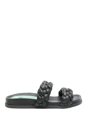 BIRD&CO Blue Bird Shoes Braided Strap Flat Sandals - Black