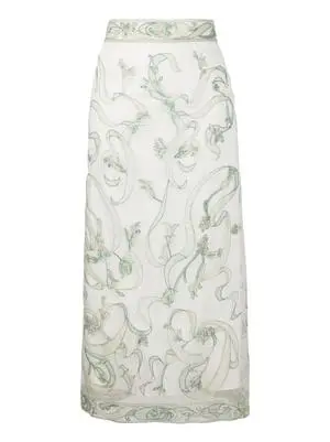 Emilio Pucci Evoluzioni Embroidered Organza Skirt - White