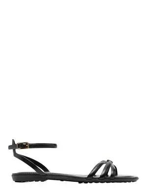 TOD'S Logo-plaque Flat Sandals - Black