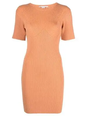 Stella McCartney Rib-detail Bodycon Dress - Orange