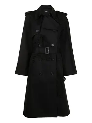 GOEN.J Goen.J Double-Breasted Lace-Paneled Trench Coat