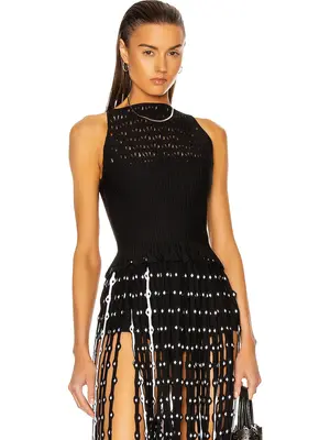 Alaïa Knit Lace Sleeveless Top - Noir