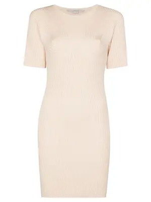 Stella McCartney Ribbed Knitted Mini Dress - Neutrals