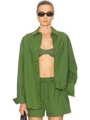 Matteau Relaxed Button-Down Top Cactus