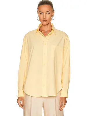Matteau Relaxed Button-Down Top Lemon