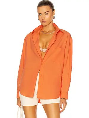 Matteau Relaxed Button-Down Top Papaya