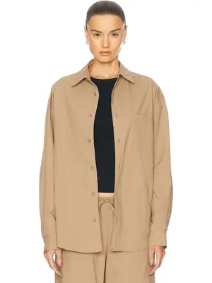 Matteau Relaxed Button-Down Top Stone