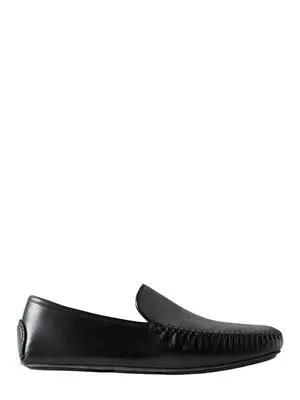 MANOLO BLAHNIK Mayfair Leather And Suede Slippers