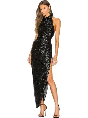 Amanda Uprichard Samba Gown - Black Sequin