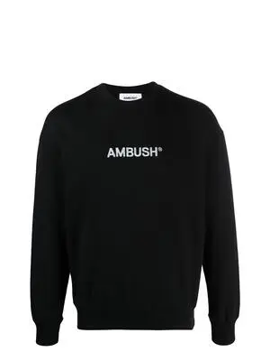 AMBUSH Logo-embroidered Cotton Sweatshirt - Black